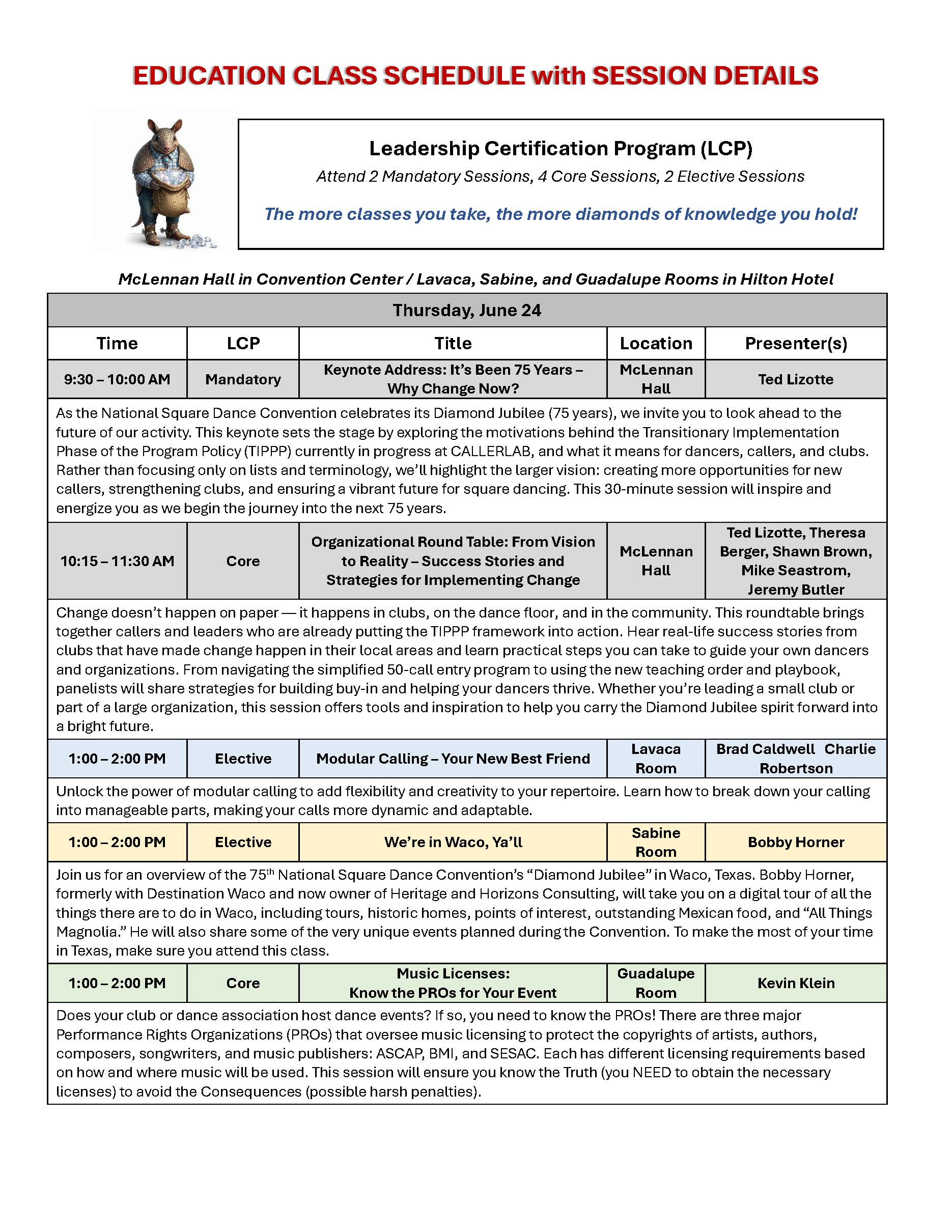 Education Schedule – 75th National Square Dance Convention®